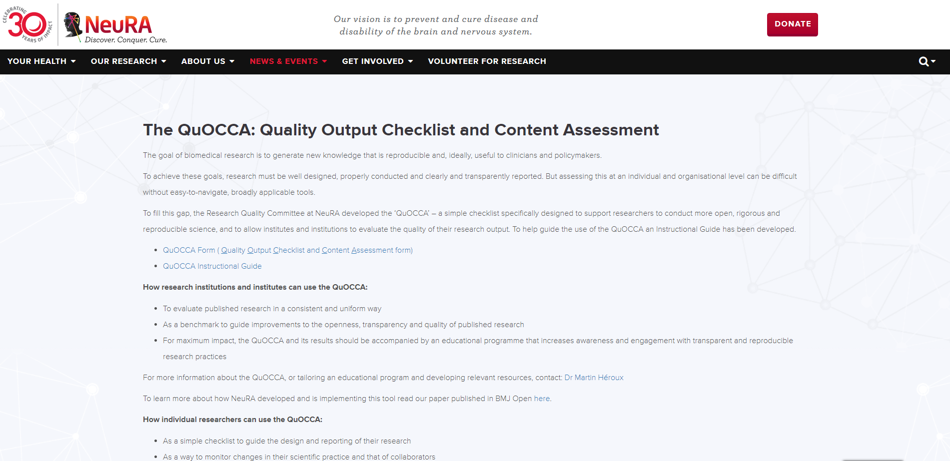 Quality Output Checklist and Content Assessment (QuOCCA): a new tool for assessing research ...